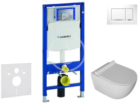 Geberit - Set předstěnové instalace, klozetu Gaia a sedátka softclose, tlačítko Sigma30, bílá/chrom