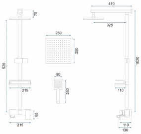 Rea Jack sprchový set s baterií, gold