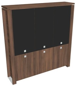 Vysoká skříň Verno+ 200 x 46 x 210 cm, kombinované dveře, ořech / černá