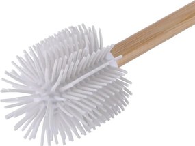 Erga Bambo, náhradní WC kartáč se silikonovou hlavou a bambusovou rukojetí, 34 cm, bílý / bambus, ERG-YKA-V.WCZ-BAMBO-WHT-SILKA