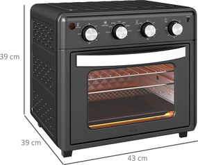 HOMCOM Mini trouba s konvekcí, 90°C-230°C, 30l, Mini trouba s pečicím plechem, grilovací rošt, plech na drobky, horkovzdušná fritéza se 7 režimy, fri…