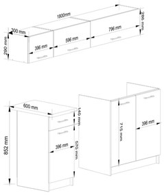 Kuchyňský set OLIVIA G1 1,8M - bílá/beton