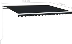 Ručně zatahovací markýza 450 x 350 cm antracitová 3068999
