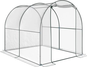 Outsunny Zahradní Tunelový Skleník, Balkonový Skleník pro Rostliny a Zeleninu s PVC Krytem, Rolovacími Dveřmi a Ocelovým Rámem, 2x2,5x2m | Aosom