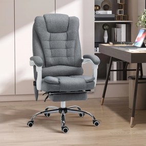 Kancelářská židle Vinsetto s masážní funkcí, výškově nastavitelná, ergonomická kancelářská židle s funkcí polohování, vyhřívání, podnožka
