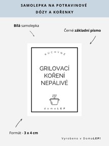 Samolepka na kořenky GRILOVACÍ KOŘENÍ NEPÁLIVÉ bílá 3 × 4 cm základní písmo