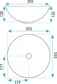 Rea Stella, umyvadlo na desku 355x355x135 mm, imitace kamene-Aiax Shiny, REA-U9088