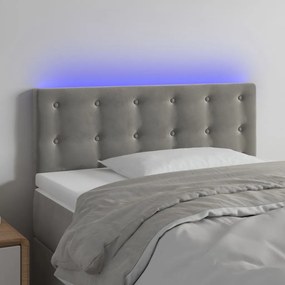 Čelo postele s LED světle šedé 90x5x78/88 cm samet 3122082