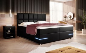 Boxspring postel MILANO bez úložného prostoru s LED, eko kůže Velikost postele: 120 × 200 cm, Barva EKO kůže: Černá EKO kůže, Výběr matrace:…