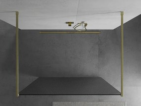 Mexen Kioto, sprchová zástěna Walk-In 110 x 200 cm, 8mm sklo s žebrovým vzorem, zlatý matný profil, 800-110-002-55-09