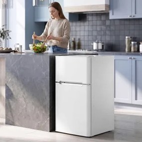 HOMCOM Mini lednička s mrazákem, dvoudveřová, s nastavitelným termostatem, malá chladnička na nápoje 90 l, bílá