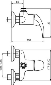 Novaservis Metalia 55 Sprchová baterie horní vývod 150 mm, chrom, 55062/1,0