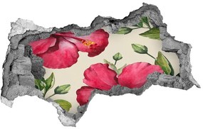 Wallmuralia Nálepka 3D díra na zeď Růžový hibiskus 95x73 cm