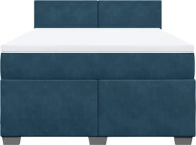 Box spring postel s matrací modrá 160 x 200 cm samet 3286352