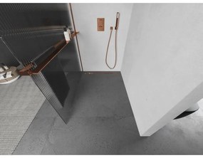 Mexen Kioto+ L, sprchová zástěna Walk-In s poličkou a věšákem 110 x 200 cm, 8mm sklo s žebrovým vzorem, růžové zlato profil, 800-110-123-60-09