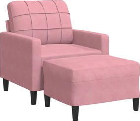 Křeslo s podnožkou růžová 60 cm samet 3278260