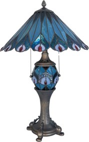 Stolní lampa Tiffany Peacock - Ø 40*68 cm