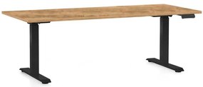 Výškově nastavitelný stůl OfficeTech D, 180 x 80 cm, černá podnož, dub zlatý