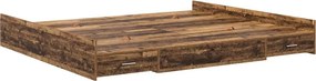 Rám postele s úložným prostorem s čelo Staré dřevo 200 x 200 cm 3335267