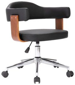 Otočná kancelářská židle černá ohýbané dřevo a umělá kůže,  3054836 HangarStore.cz