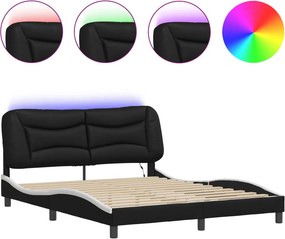Rám postele s LED bez matrace Hvar černý a bílý 160x200 cm 3213946