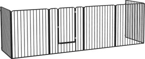 PawHut Velký Dog Playpen se 6 Modulárními Panely pro Vnitřní a Venkovní Použití, Psí Brána z Oceli s Dveřmi, 164x83x100 cm, Černá | Aosom