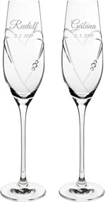 AKRISTAL Hearts - svatební skleničky na sekt se jmény a Swarovski® Elements