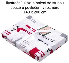 SCANquilt povlečení KLASIK sobi bíločervenošedá 140 x 200/70 x 90 cm