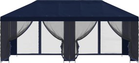 Zahradní altán se stěnami 6 x 3 m Modrá Polyester a ocel 3376025