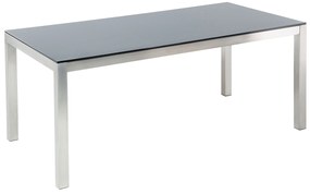 Sada zahradního nábytku stůl se skleněnou deskou 180 x 90 cm 6 šedých židlí GROSSETO Beliani