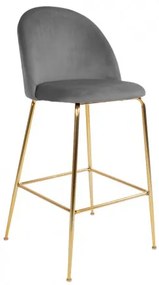 Barová židle LAUSANNE velvet šedá, nohy mosaz House Nordic 1001264
