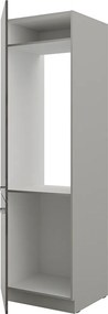 GREY gr | vysoká skříňka 60 LO-210 2F na vestavnou lednici | 60 cm | světle šedá/tmavě šedá lesk