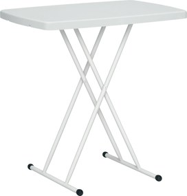 Skládací zahradní stolek Outsunny, nastavitelná výška, plastový balkónový stůl, obdélníkový kávový stolek s nosností 50 kg, 76x50x74H cm pro venkovní