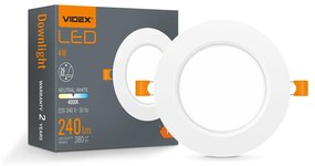 VIDEX LED panel zapuštěný kulatý 4W bílý neutrální