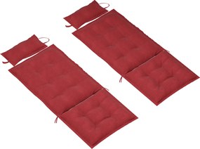 sada 2 polštářů na lehátko Voděodolný polštář na zahradní lehátko 50x116x5 cm, vínově červený