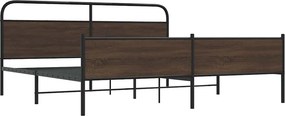 Kovový rám postele bez matrace hnědý dub 193 x 203 cm 3318712