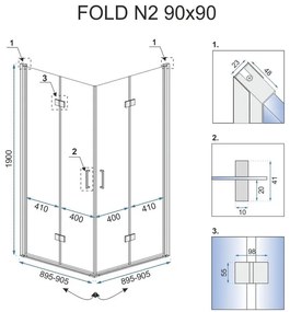 Rea - FOLD N2 skládací sprchový kout 80 x 80 cm, čiré sklo, REA-K9990