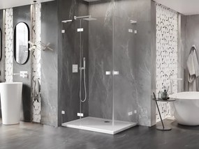 Mexen Lunar, L Duo výklopný sprchový kout 100 x 80 cm, 8mm čiré sklo, bílý profil, 834L-100L-080P-20-00