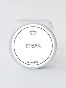 Samolepka na kořenky STEAK bílá 5 cm základní písmo
