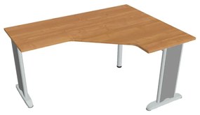 Stůl ergo lomený levý 160×120 cm - Hobis Flex FEV 60 L Dekor stolové desky: olše, Barva nohou: Stříbrná