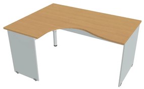 Stůl ergo pravý 160*120 cm - Hobis Gate GE 2005 P Dekor stolové desky: buk, Dekor lamino podnože: šedá, Barva nohy: stříbrná