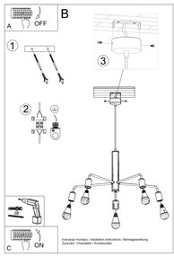 Lustr Duomo 5, černé tělo svítidla