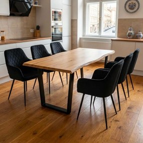 Vikio Jídelní set pro 6 osob 180x90 cm dub noha U černá židle s područkami VJS168-6C