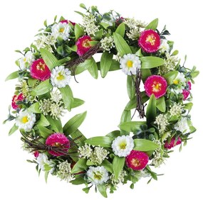 Umělý jarní věnec SEDMIKRÁSKY 25 cm