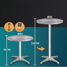 Deuba Hliníkový barový stůl Ø60 cm - stříbrný
