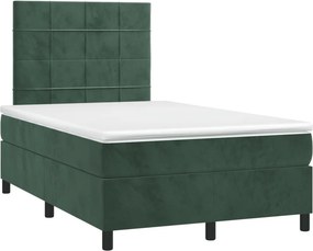 Box spring postel s matrací tmavě zelená 120x190 cm samet 3269998