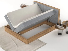 Boxspring postel s úložným prostorem v šedo-přírodní barvě 200x200 cm Asahi – Maison de Rêve
