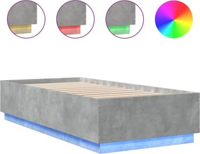 Rám postele s LED osvětlením betonově šedý 90 x 200 cm kompozit 3209635
