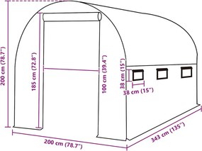 Náhradní plachta na skleník (6,86 m²) 200 x 343 x 200 cm zelená 316448
