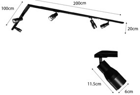 Moderní kolejnicový systém s 5 bodovými světly tmavě bronzový 1-fázový - Iconic Kohua